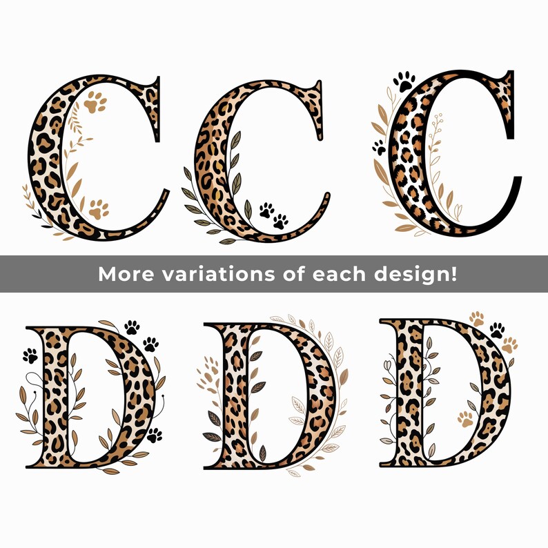 Leopard Print Alphabet & Numbers, Paw Print Monogram Clipart, Wild One ...