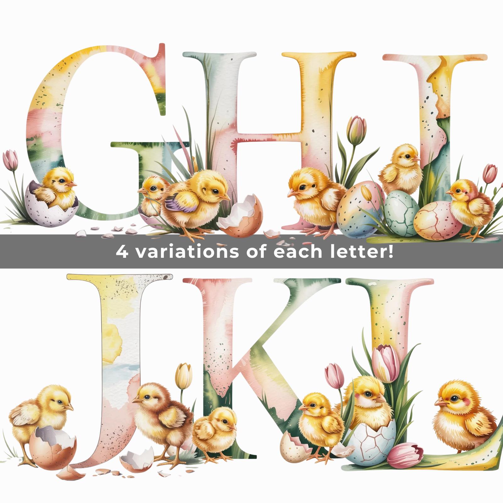 Easter Chick Alphabet PNG SVG Bundle, Baby Chick Easter Letters, Spring ...