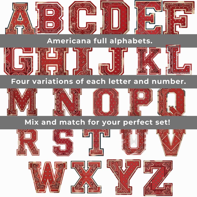 Vintage Americana Alphabet SVG PNG Mega 5 Alphabet Bundle, Patriotic ...