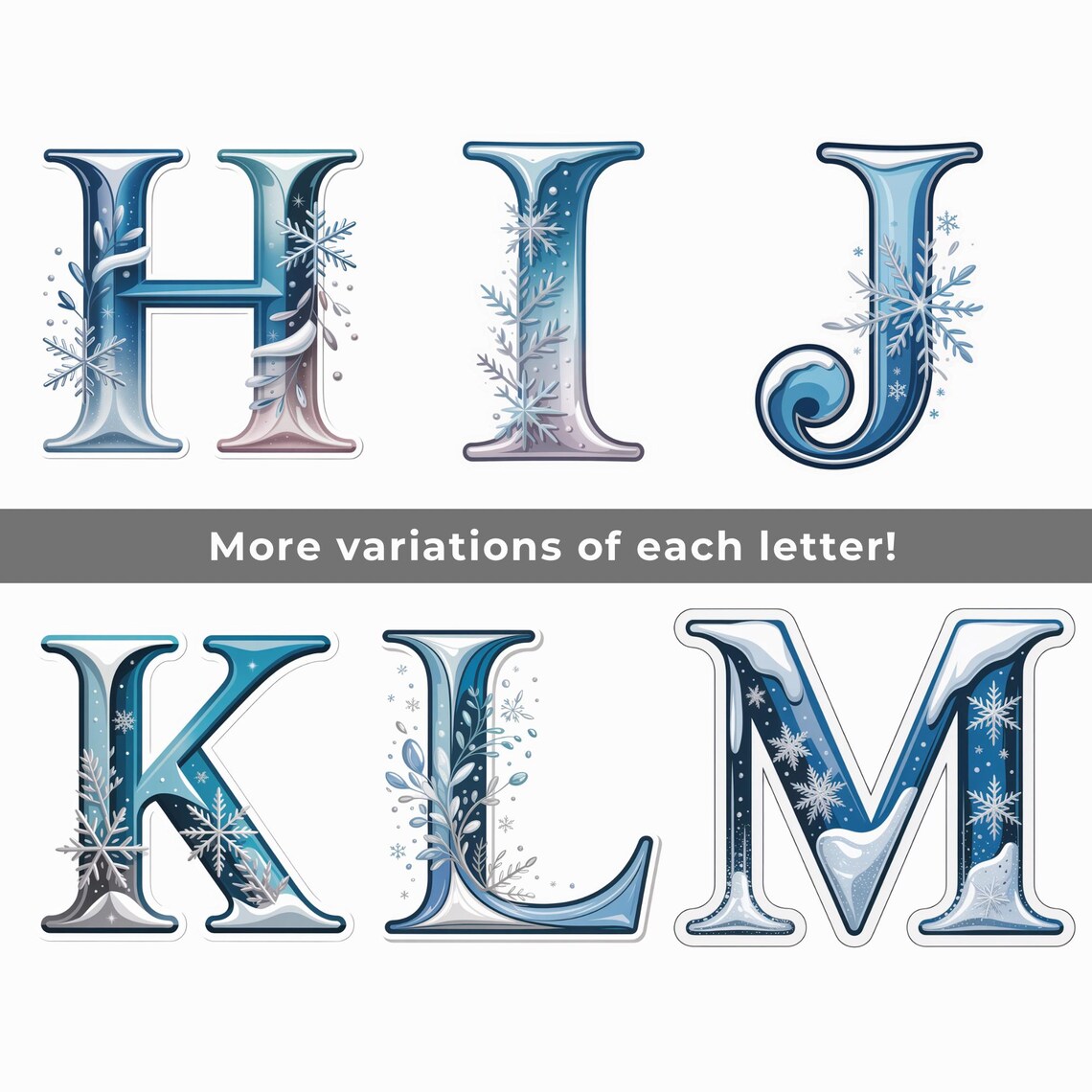 Winter Snowflake Alphabet Clipart, PNG SVG Letters & Numbers Bundle - Etsy
