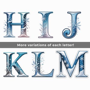 Winter Snowflake Alphabet Clipart, PNG SVG Letters & Numbers Bundle - Etsy