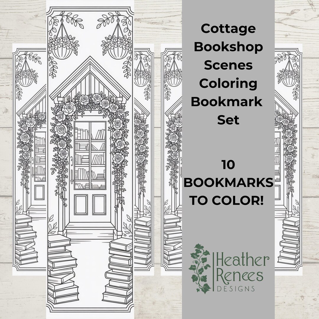 Book Club Coloring Bookmarks Printable, Nature Reading Bookmark Set to ...