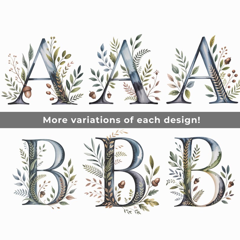 Woodland Alphabet Clipart, Nursery Wall Art Letters, Baby Shower Decor ...