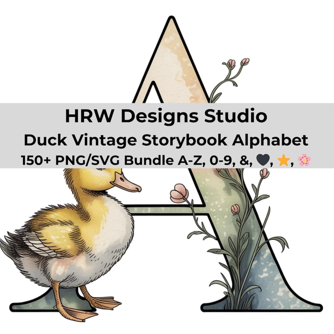 Duck Vintage Storybook Alphabet SVG PNG, Heirloom Nursery Alphabet ...