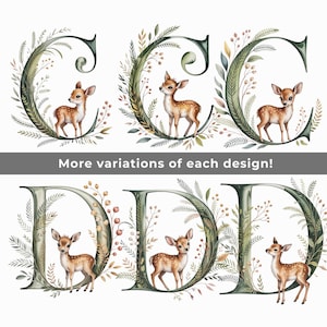 Woodland Deer Alphabet Clipart, Nursery Alphabet PNG SVG, Baby Shower ...