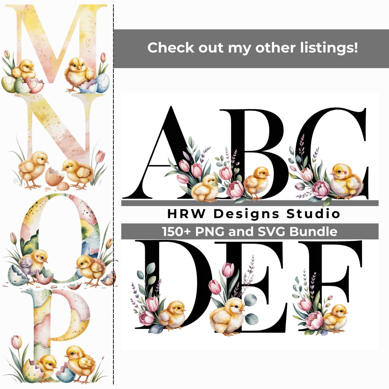 Easter Chick Alphabet PNG SVG Bundle, Baby Chick Easter Letters, Spring ...