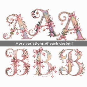 Valentines Coquette Alphabet PNG SVG, Pink Floral Letter Clipart ...