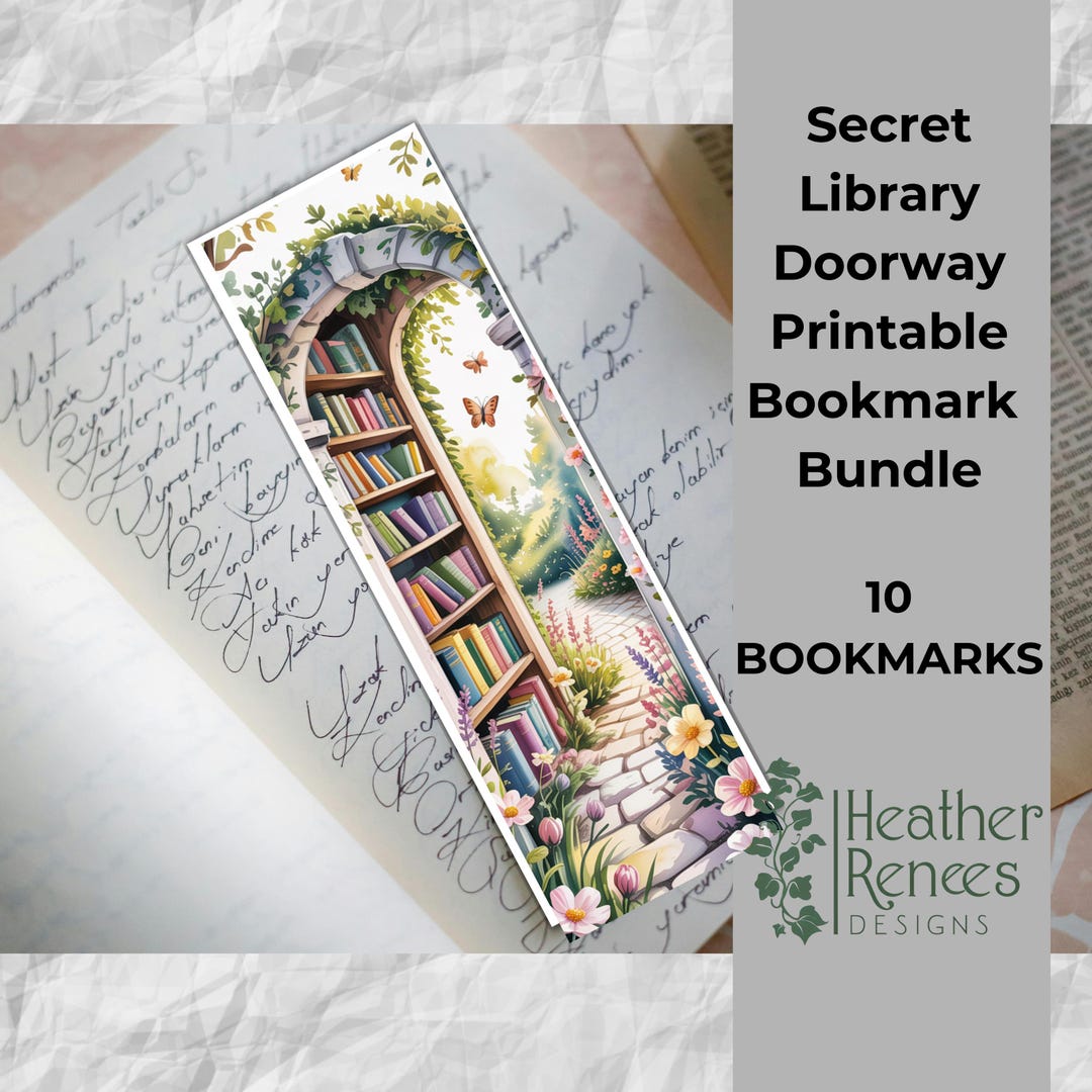 Secret Library Doorway Printable Bookmarks Set of 10, Bookish Aesthetic ...