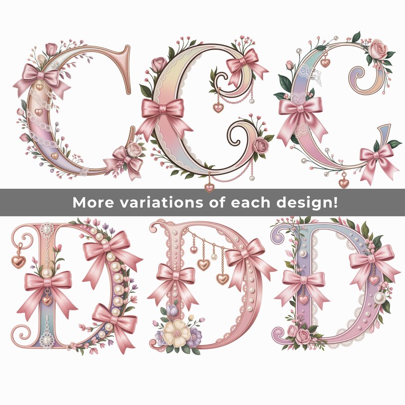 Valentines Coquette Alphabet PNG SVG, Pink Floral Letter Clipart ...