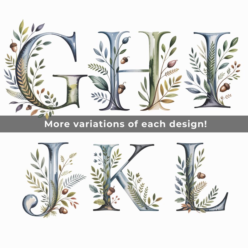 Woodland Alphabet Clipart, Nursery Wall Art Letters, Baby Shower Decor ...