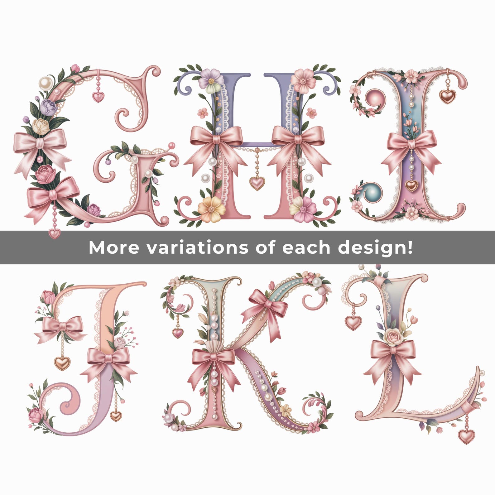 Valentines Coquette Alphabet PNG SVG, Pink Floral Letter Clipart ...