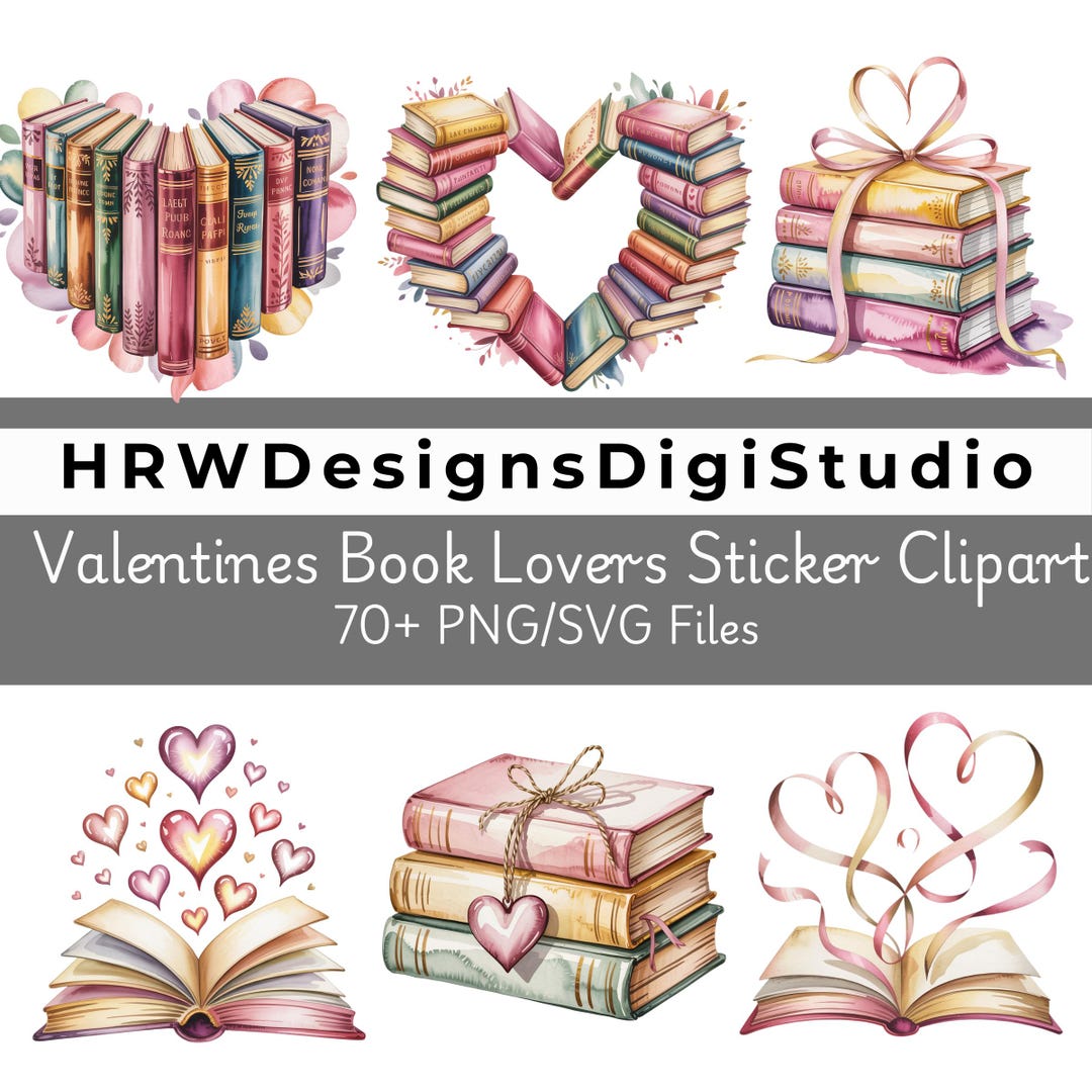Book Lover Clipart Bundle, Book Heart PNG, Floral Book Illustration ...
