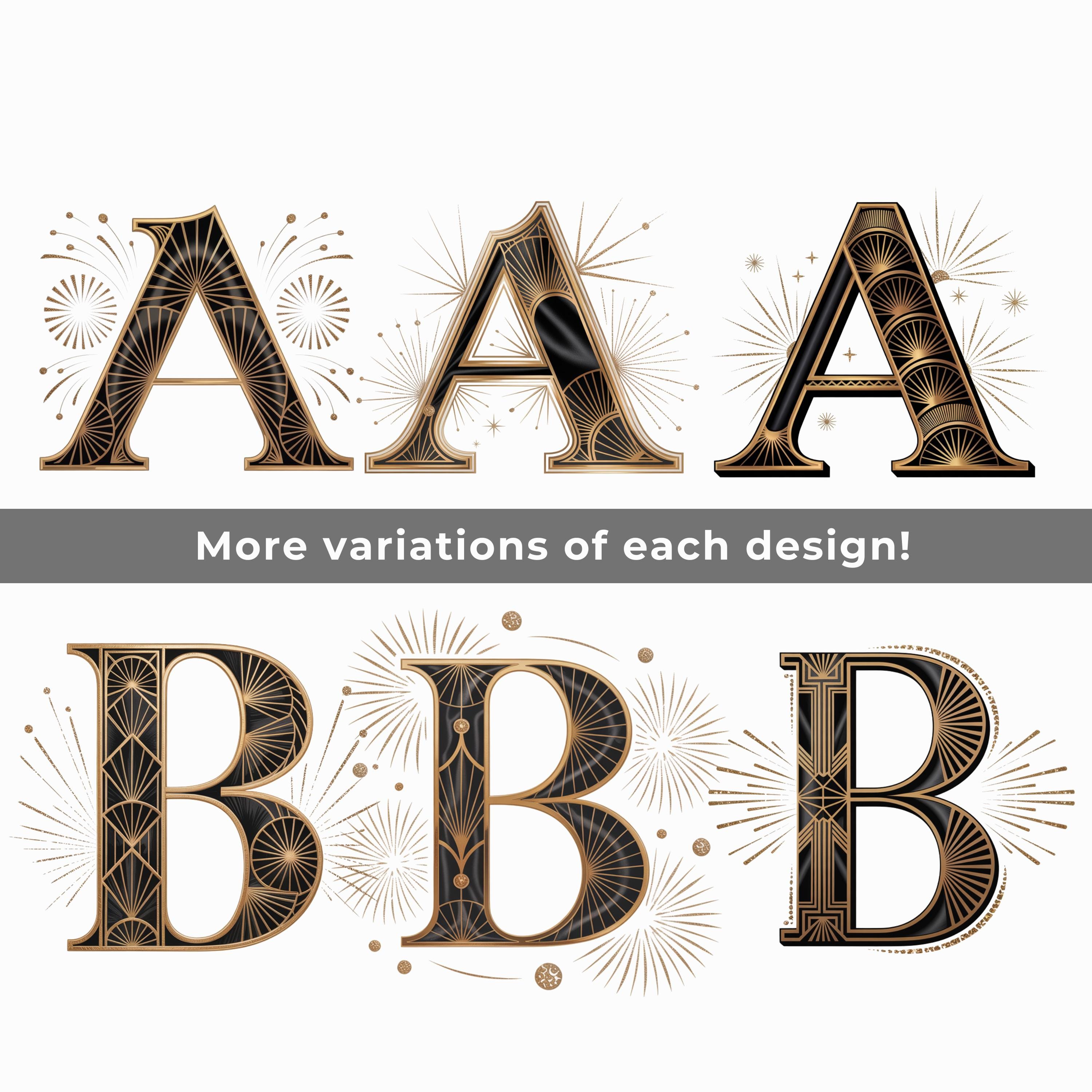 Art Deco Alphabet Clipart, 1920s Gold Letters & Numbers, New Years PNG ...