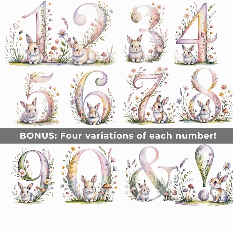 Easter Bunny Alphabet PNG SVG Bundle, Floral Spring Letters A Z, Pastel ...