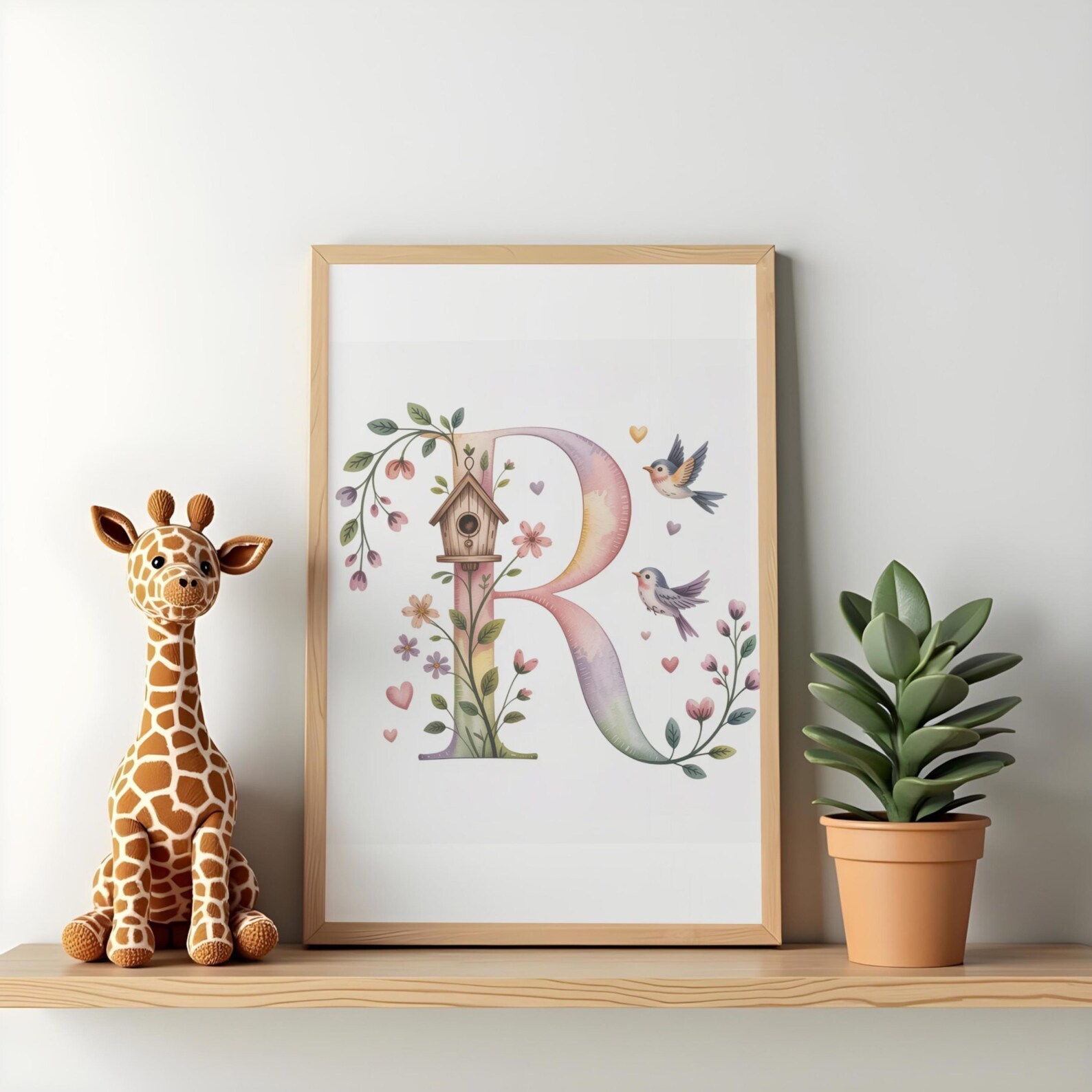 Spring Birdhouse Floral Alphabet Clipart, Pastel Woodland Letters PNG ...