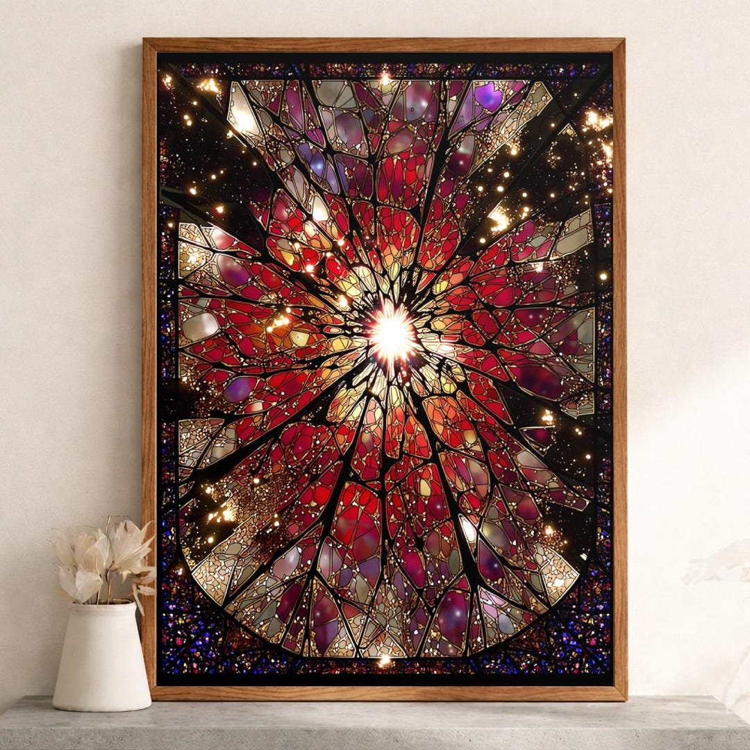 Solar Burst Stained Glass Wood Puzzle, Cosmic Supernova Mosaic Art (300 ...