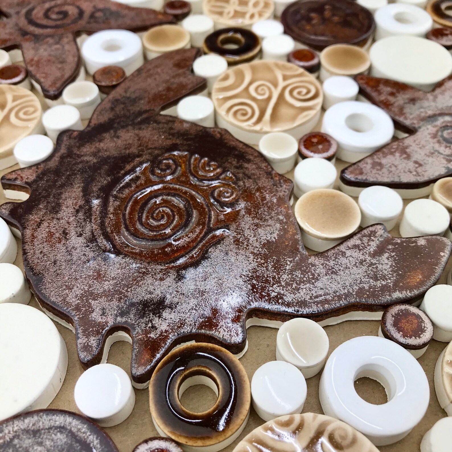 Coastal Copper Critters - (copper, Mocha,& White) Handmade Ceramic Tile ...