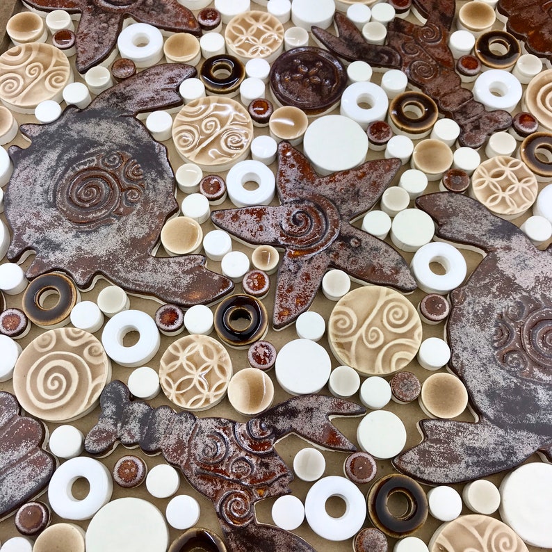 Coastal Copper Critters - (copper, Mocha,& White) Handmade Ceramic Tile ...