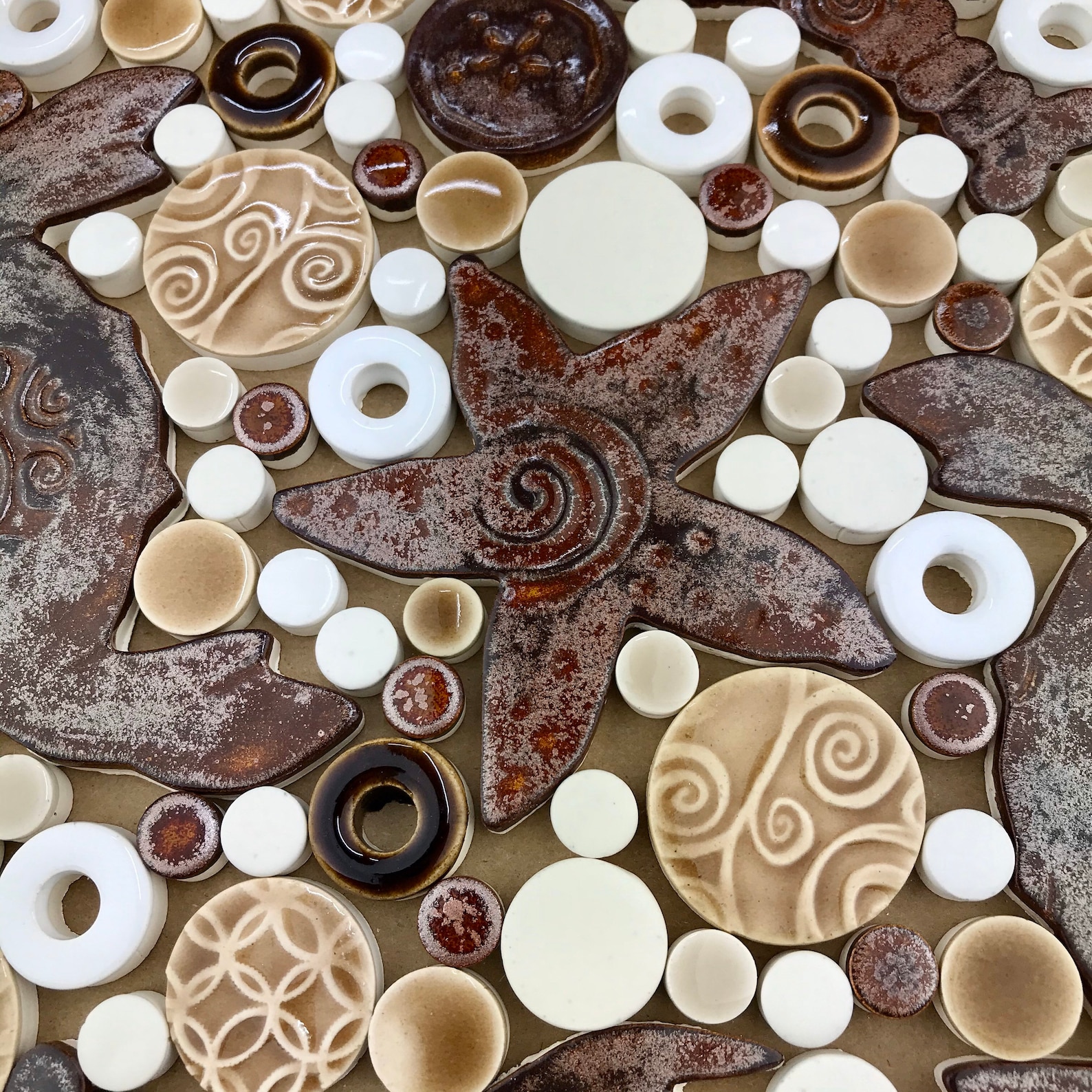 Coastal Copper Critters - (copper, Mocha,& White) Handmade Ceramic Tile ...