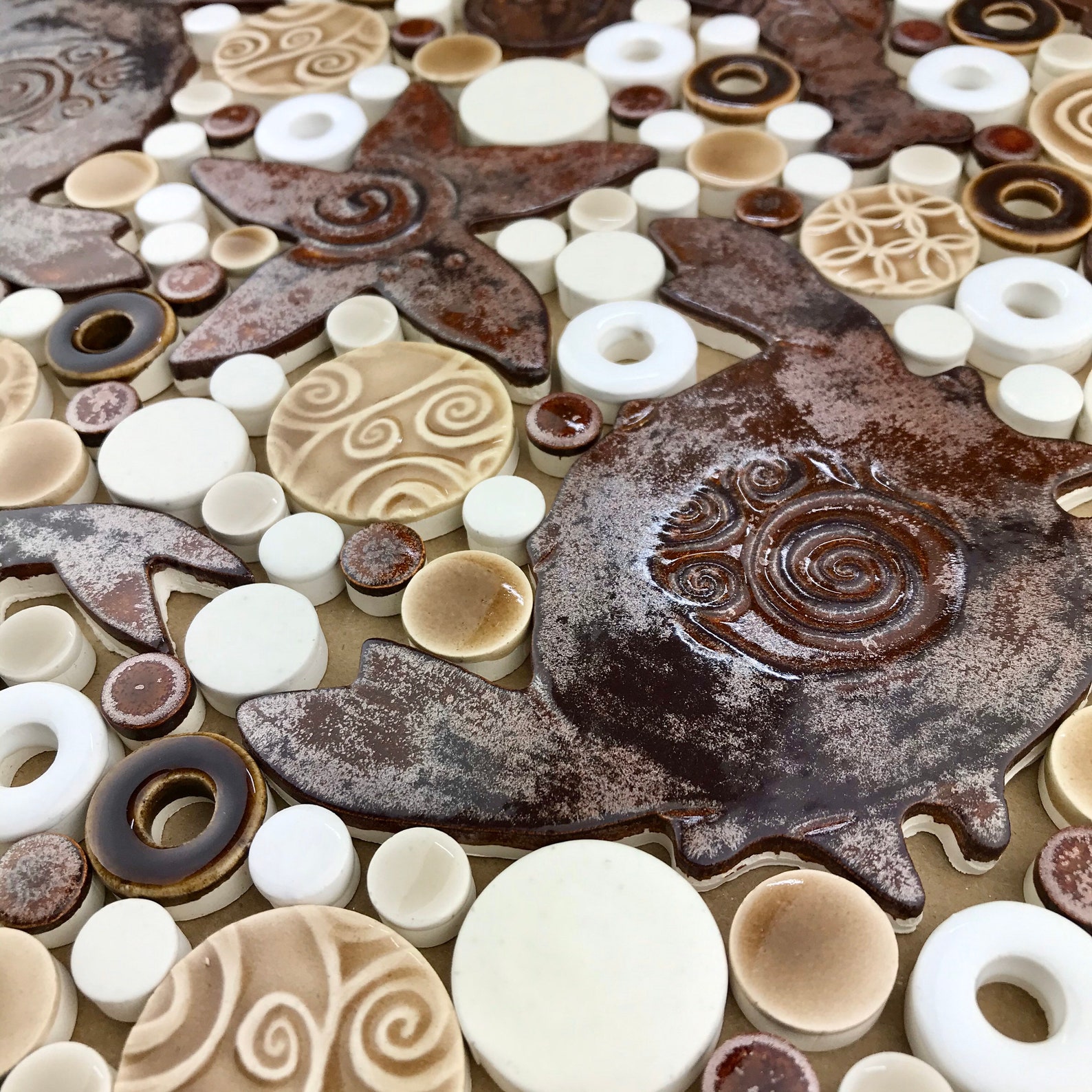 Coastal Copper Critters - (copper, Mocha,& White) Handmade Ceramic Tile ...