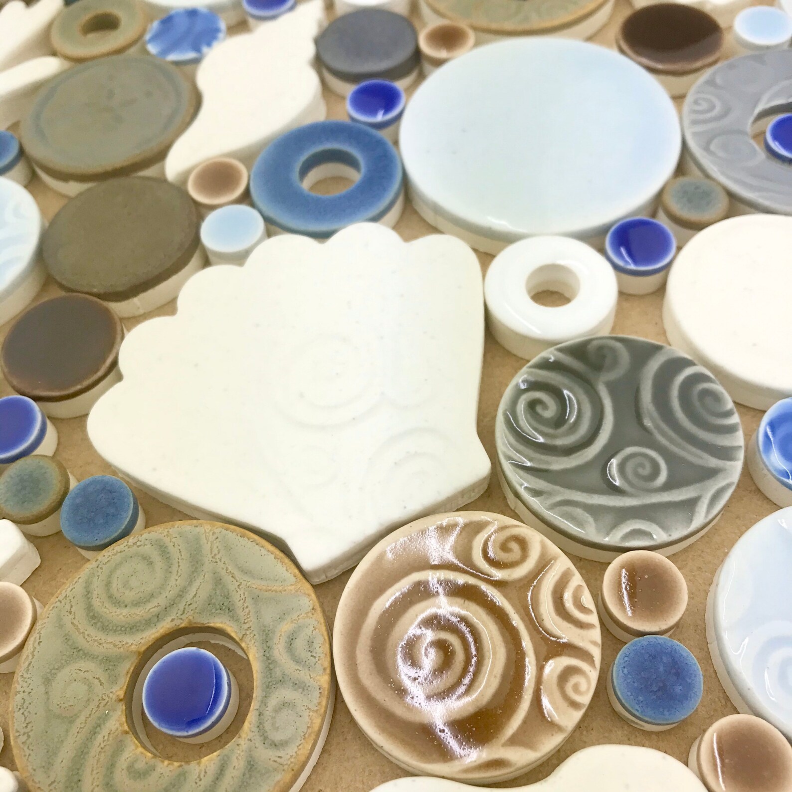 Coastal Seahorses & Shells, Handmade Ceramic Tile Mosaic, Ready to ...