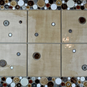 Squares & Dots, Handmade Ceramic Tile Mosaic, Ready to Install - Etsy