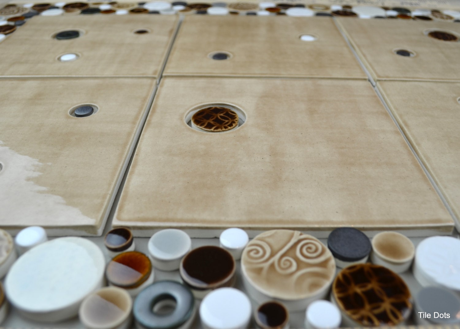 Squares & Dots, Handmade Ceramic Tile Mosaic, Ready to Install - Etsy