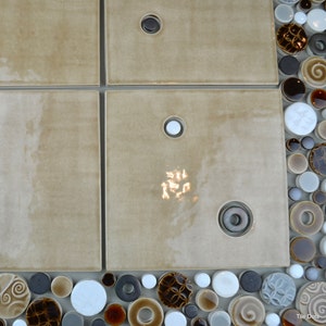 Squares & Dots, Handmade Ceramic Tile Mosaic, Ready to Install - Etsy