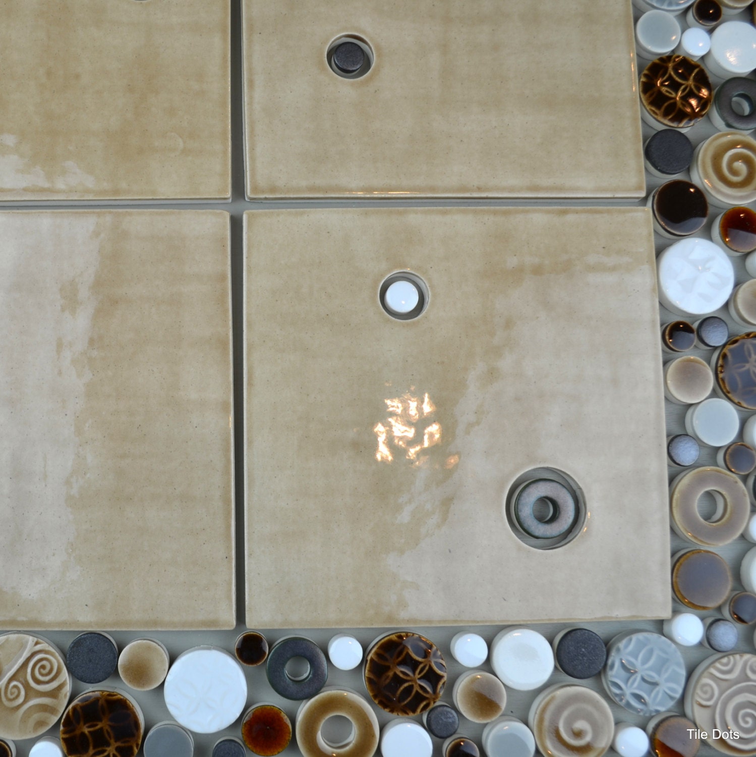 Squares & Dots, Handmade Ceramic Tile Mosaic, Ready to Install - Etsy