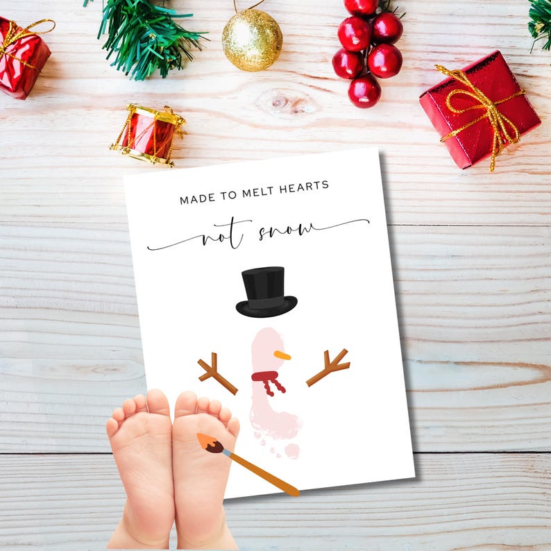 Christmas Footprint Art Template, Snowman Baby Craft Printable, Baby’s ...