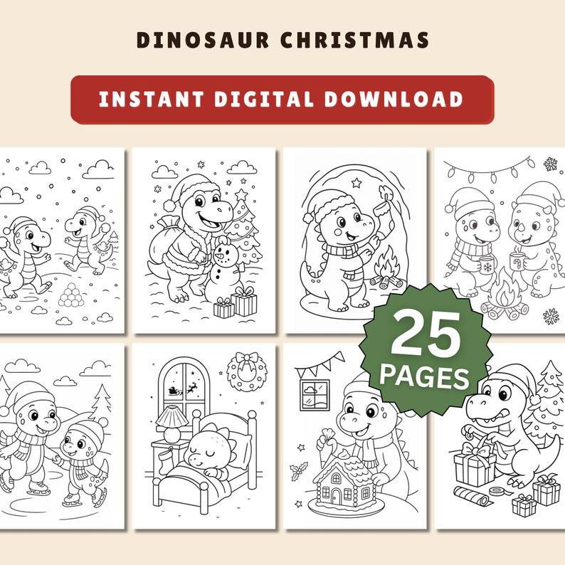 Dinosaur Christmas Coloring Pages, Printable Christmas Coloring Pages ...