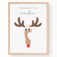 Christmas Reindeer Footprint Art Template, Printable Reindeer Footprint ...