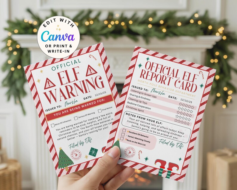 Editable Elf Report Card Printable & Official Elf Warning Slip | North ...