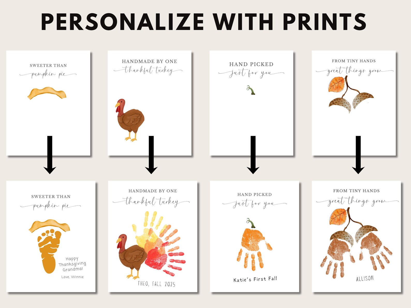 Fall Handprint & Footprint Art Bundle | Thanksgiving Baby Keepsake ...