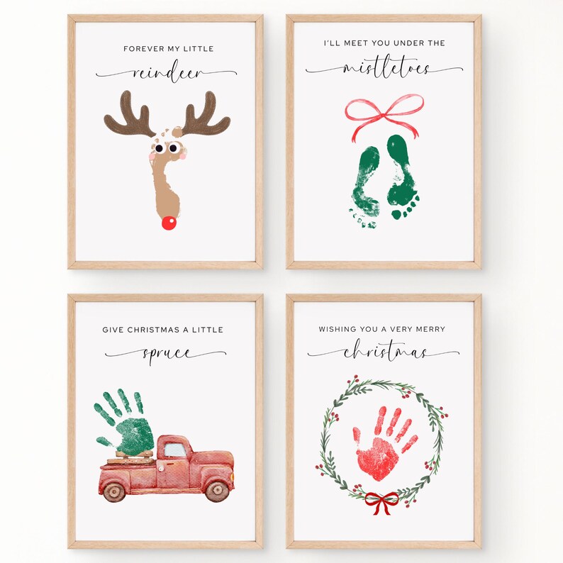Christmas Handprint & Footprint Art Bundle, Christmas Baby Keepsake ...