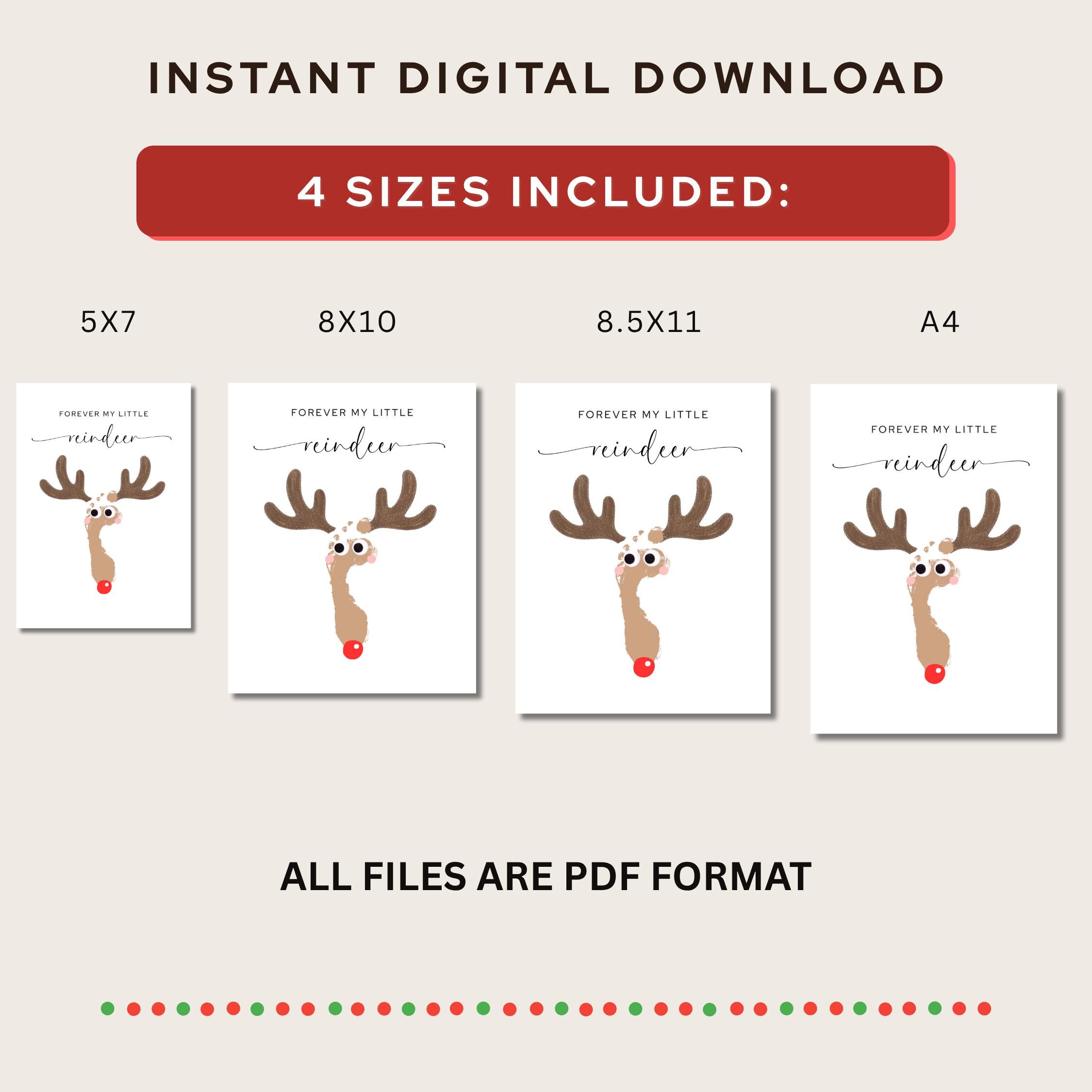 Christmas Reindeer Footprint Art Template, Printable Reindeer Footprint ...