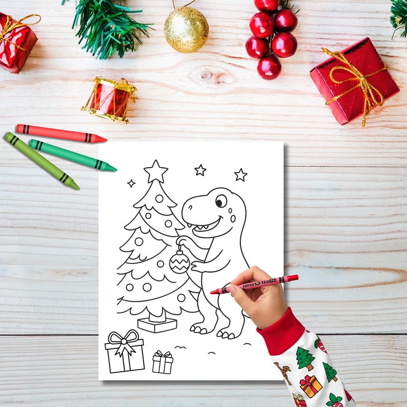 Dinosaur Christmas Coloring Pages, Printable Christmas Coloring Pages ...