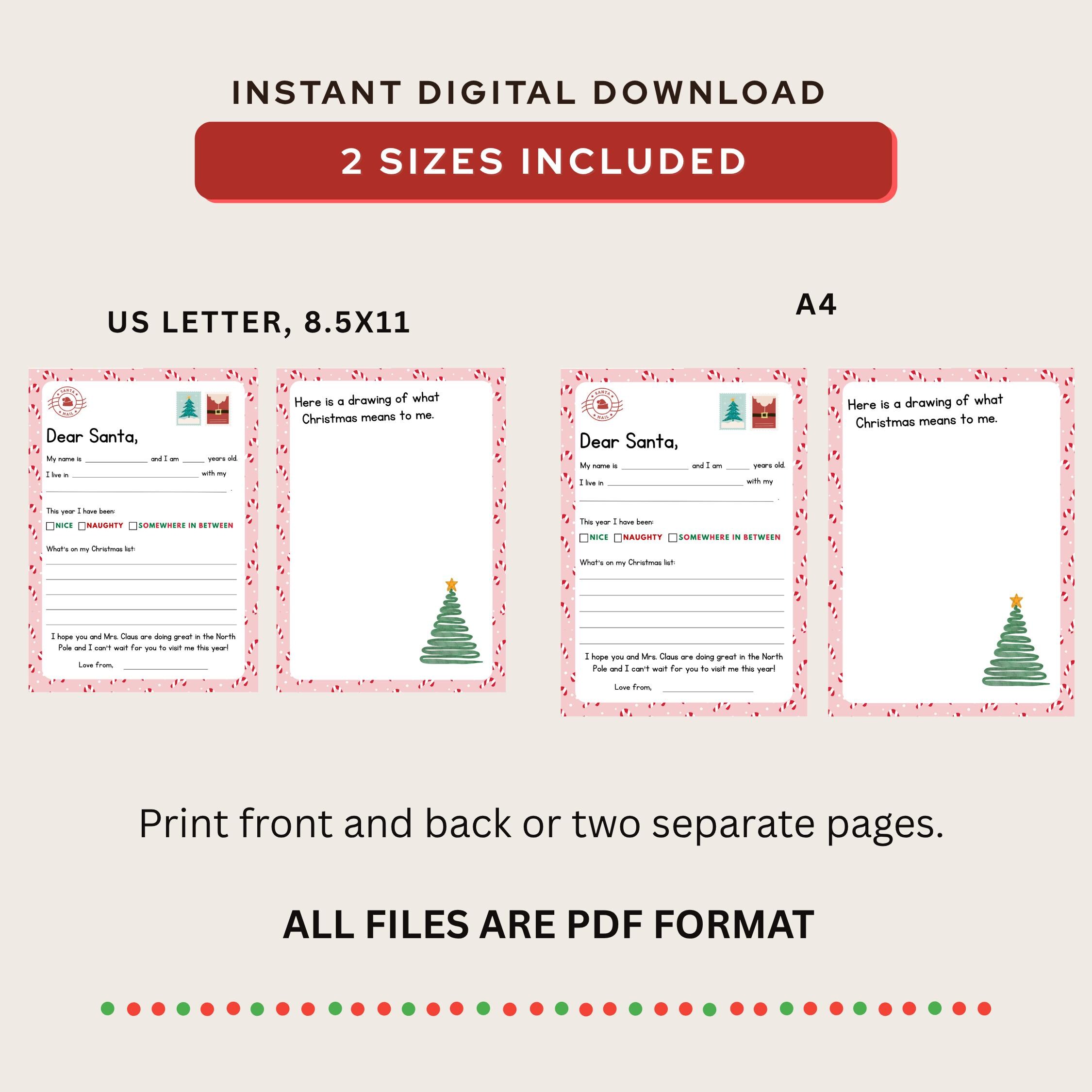 Letter to Santa Printable for Kids, Dear Santa Letter Template PDF ...