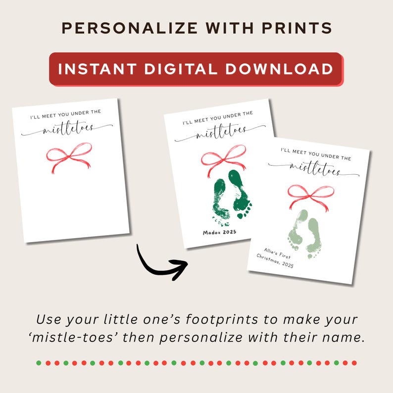 Mistletoes Baby Footprint Template, Christmas Footprint Art, Baby's ...