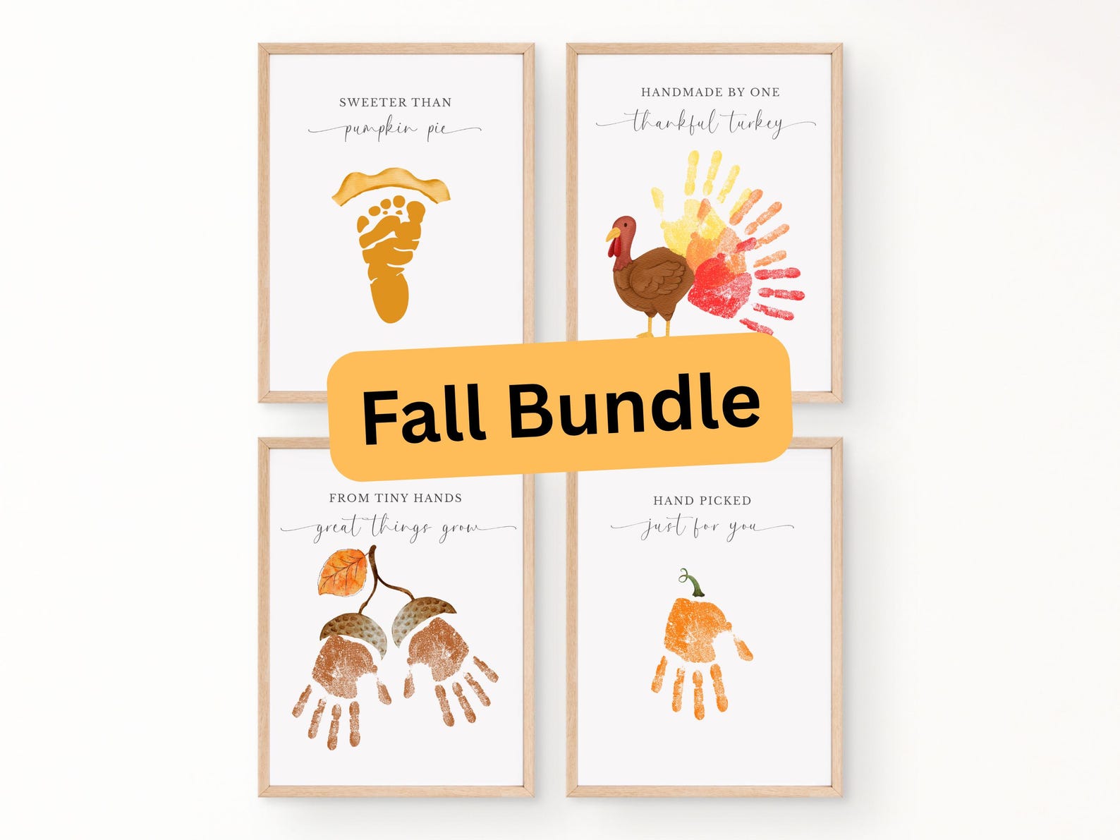 Fall Handprint & Footprint Art Bundle | Thanksgiving Baby Keepsake ...