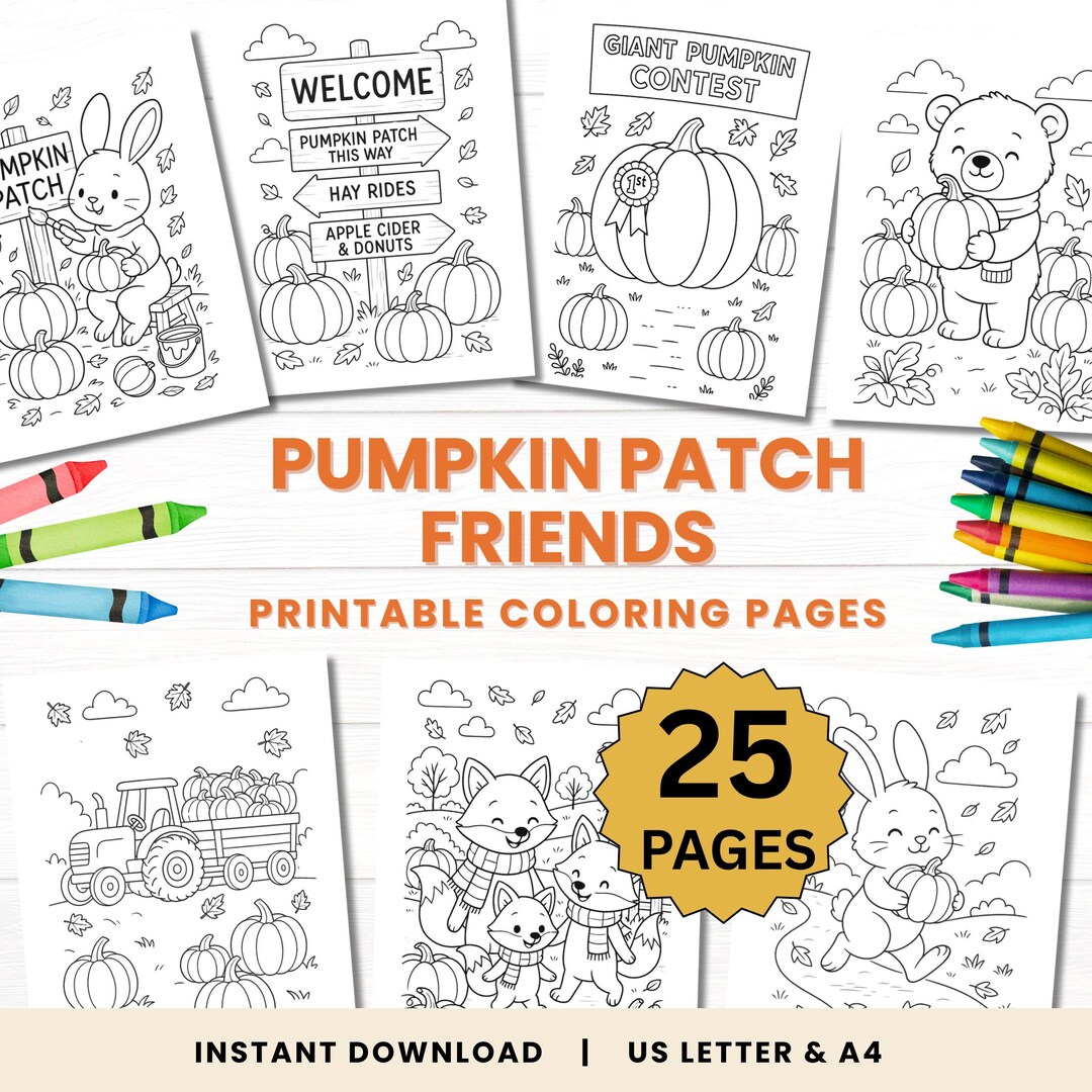 Pumpkin Patch Printable Coloring Pages, Fall Coloring Pages for Kids ...
