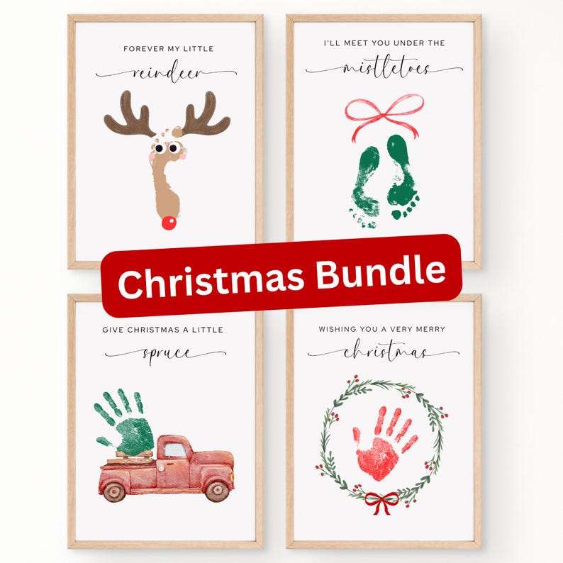 Christmas Handprint & Footprint Art Bundle, Christmas Baby Keepsake ...