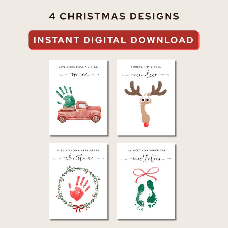 Christmas Handprint & Footprint Art Bundle, Christmas Baby Keepsake ...