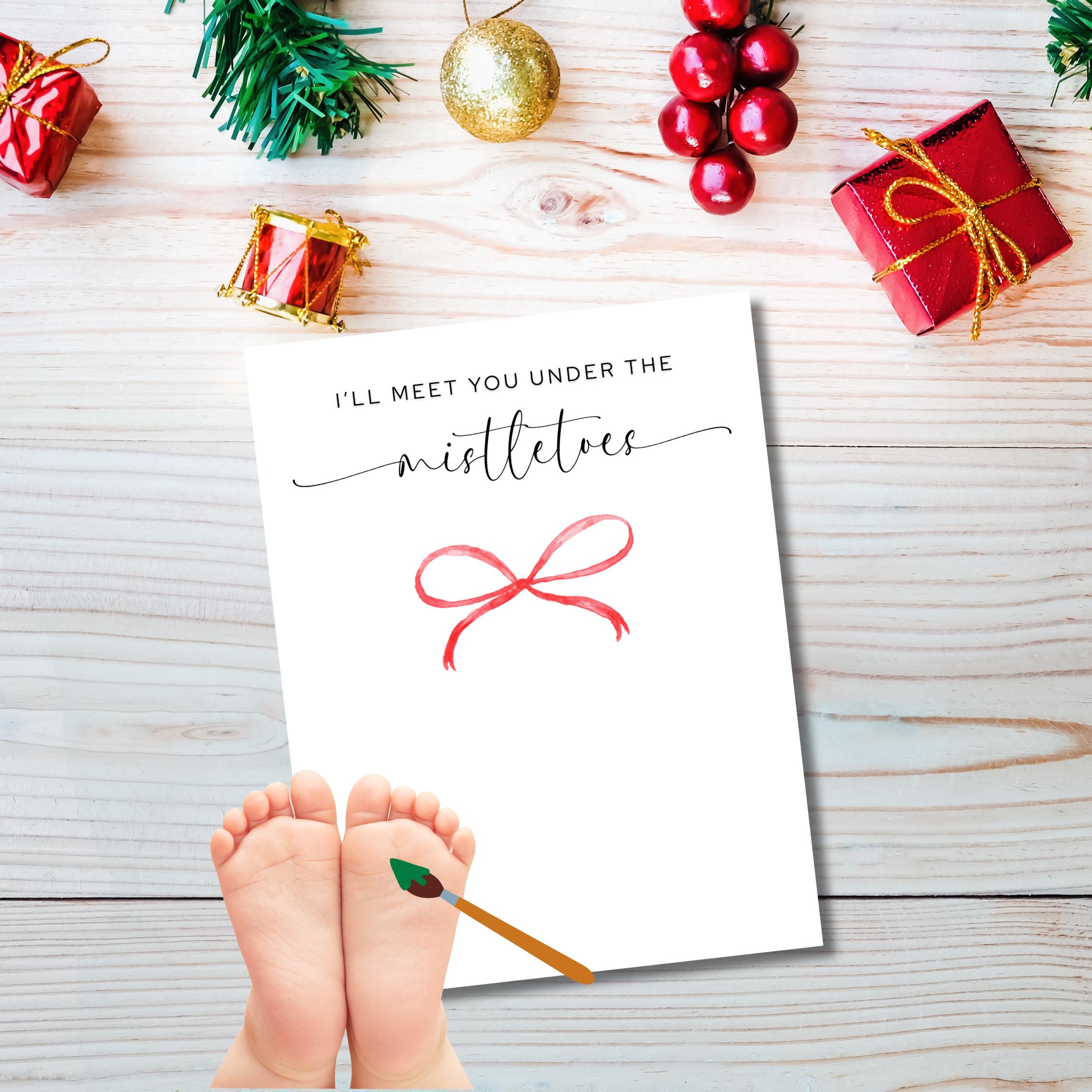 Mistletoes Baby Footprint Template, Christmas Footprint Art, Baby's ...