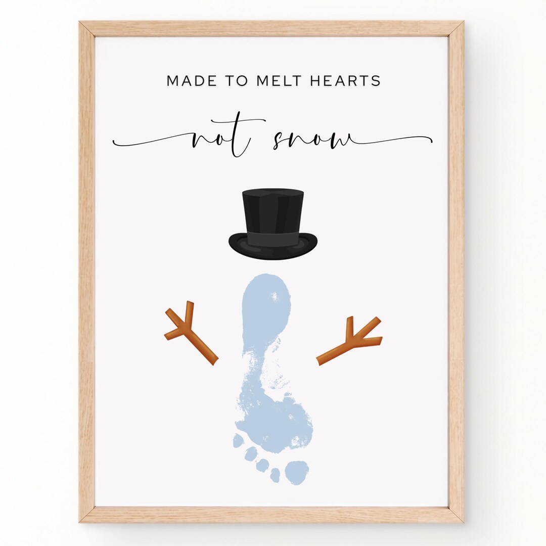 Christmas Footprint Art Template, Snowman Baby Craft Printable, Baby’s ...