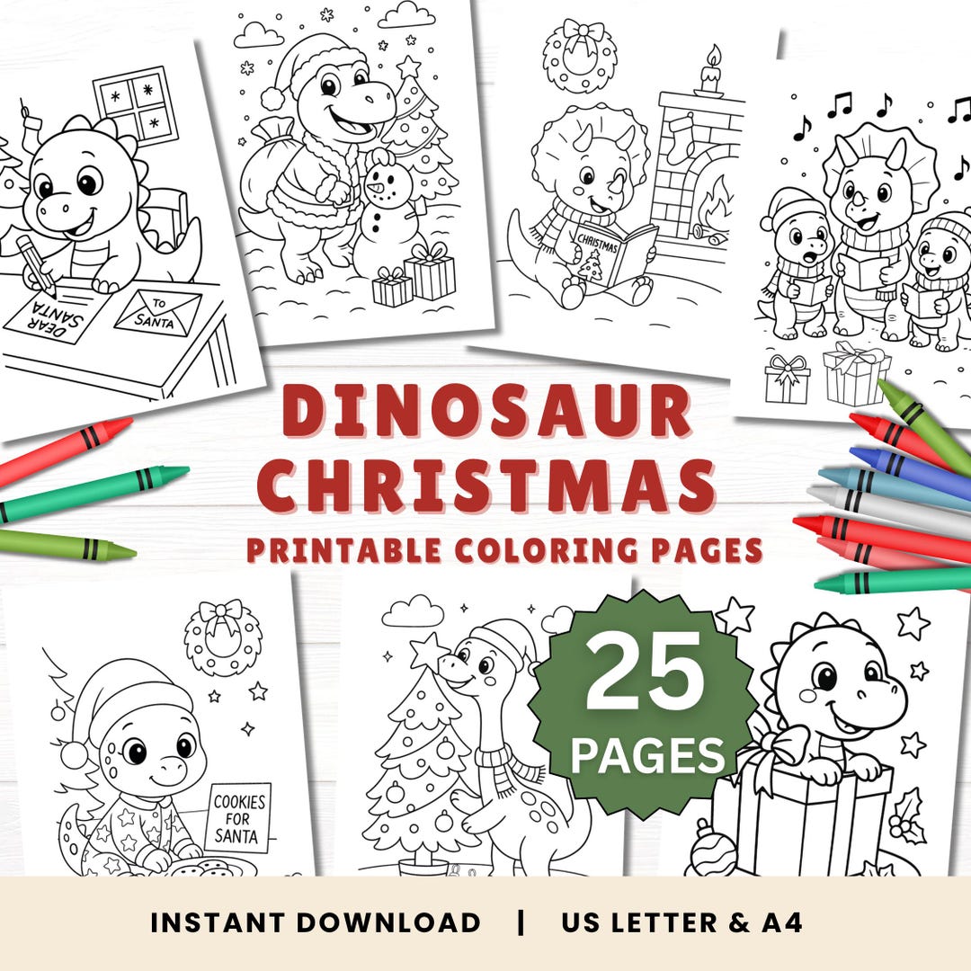 Dinosaur Christmas Coloring Pages, Printable Christmas Coloring Pages ...