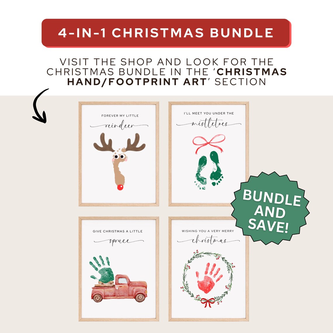 Christmas Reindeer Footprint Art Template, Printable Reindeer Footprint ...