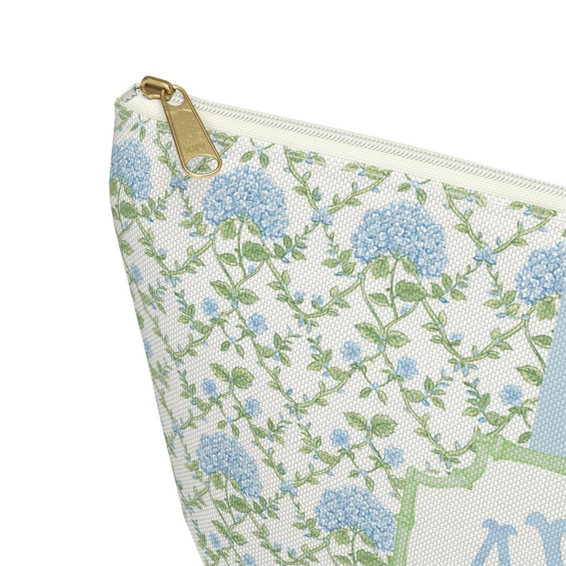 Monogrammed Blue Hydrangea Mahjong Tile Bag: Chinoiserie Travel Pouch ...