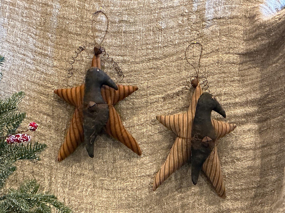 Primitive Homespun Fabric Star With Primitive Black Crow. - Etsy