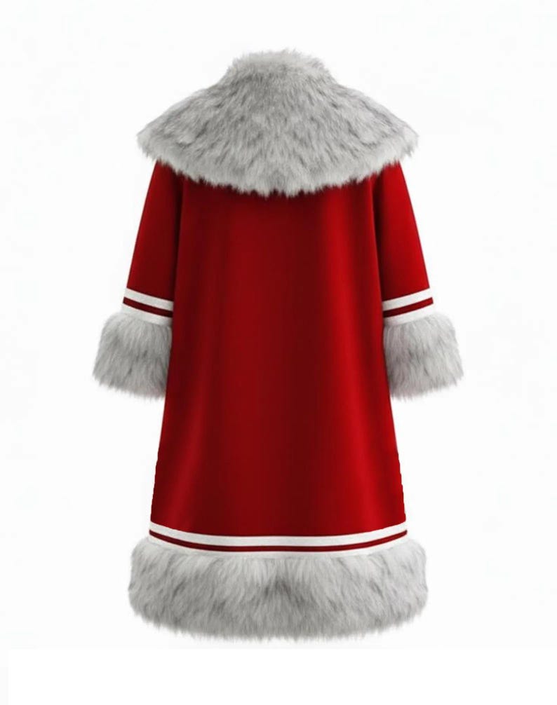 Luxury Red Faux Fur Trimmed Christmas Coat – Santa-inspired Holiday ...